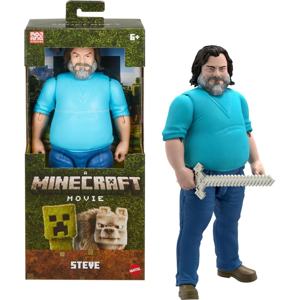 Mattel Minecraft Large-Scale Action Figure, 12-inch Posable Steve Toy ...