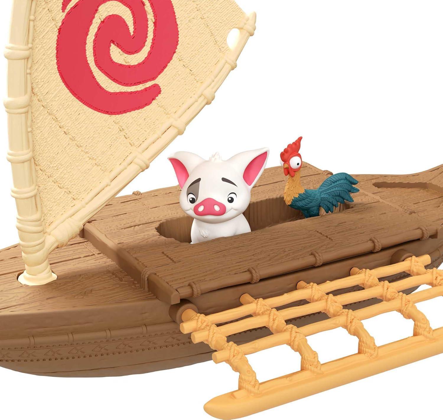 Mattel Disney Princess Moana Small Doll & Boat Playset with Floating ...